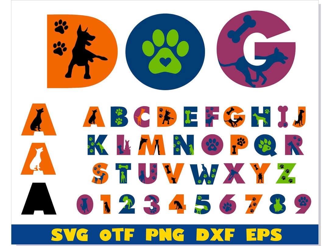 Dog Font SVG Layered, Dog Font Png, Dog Font Otf, Dog Font Svg Cricut ...