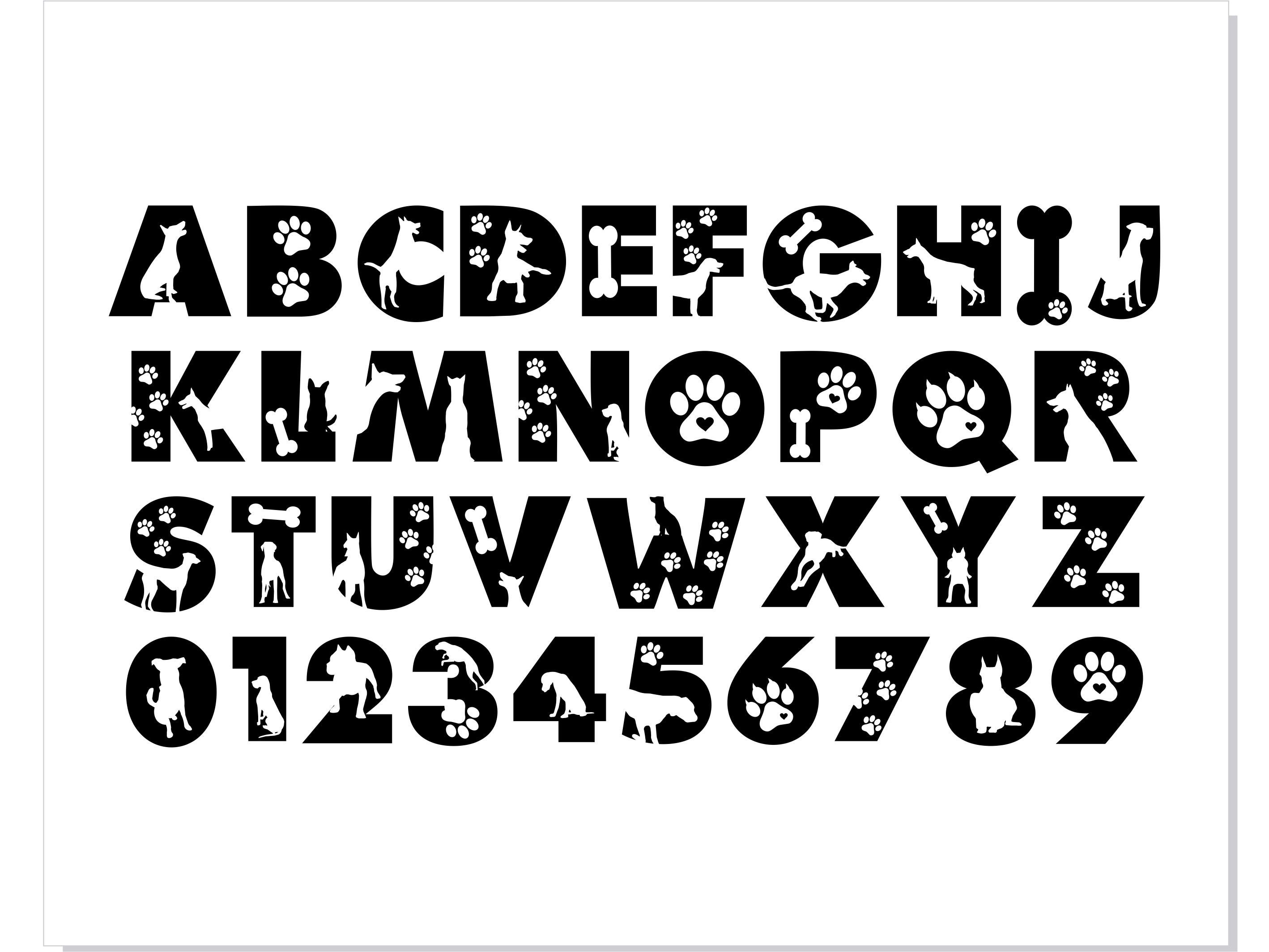 Dog Font Svg Cricut, Dog Font Otf, Dog Font Png, Paw Font Svg, Doggies ...