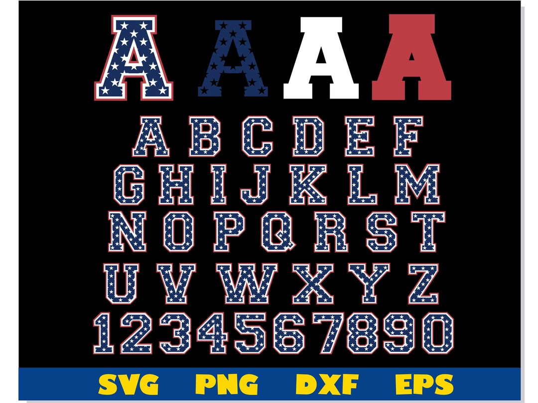 Varsity College Sport Layered Font USA Flag Svg Png | 4th of July Svg ...