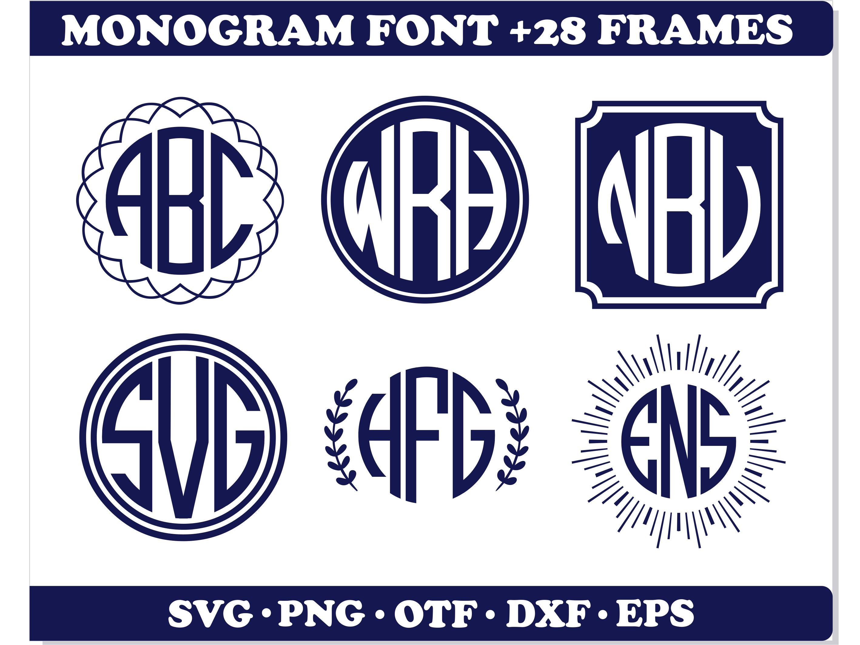 Circle Monogram Font Frames svg Png Otf Monogram Frames - Etsy