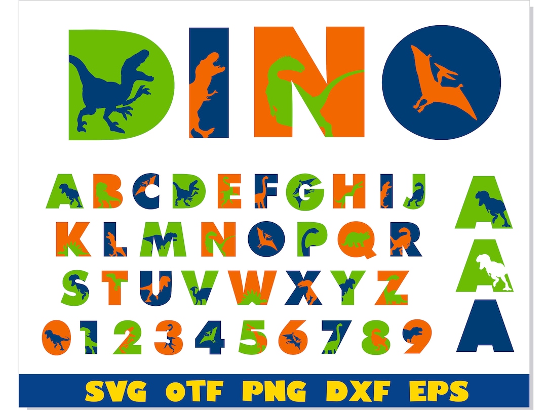 Dinosaur Font Svg Layered Dinosaur Font Png Dinosaur Font Otf Dinosaur ...