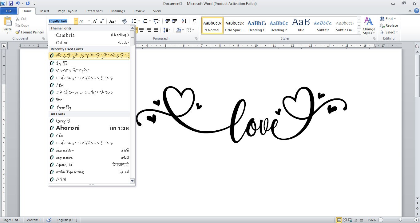 Loyalty Font With Hearts | Font With Tails, Cursive Font, Valentines ...