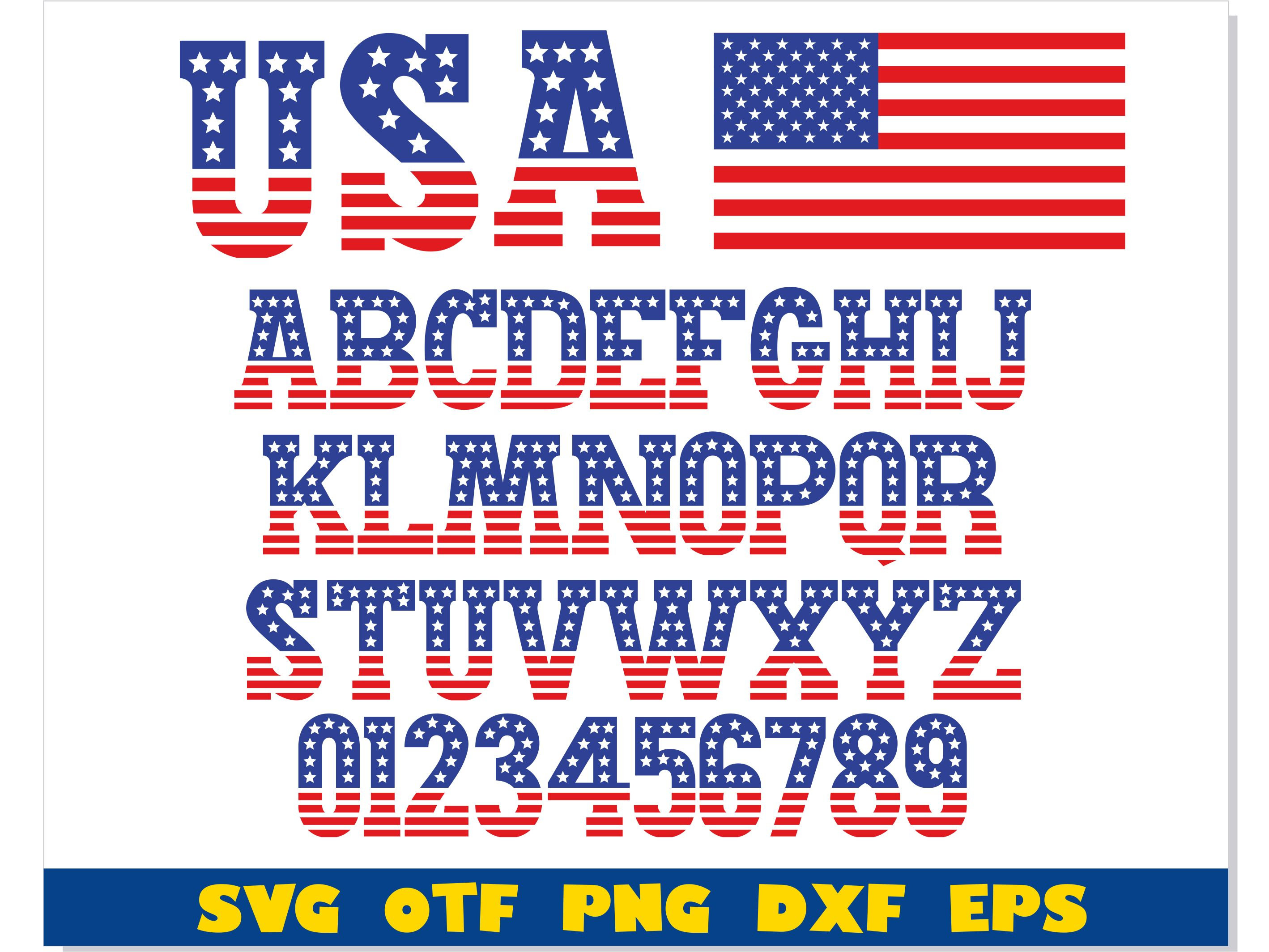 USA Flag Font Otf, USA Flag Font Svg Png, Usa Flag Svg Cricut, USA Flag ...
