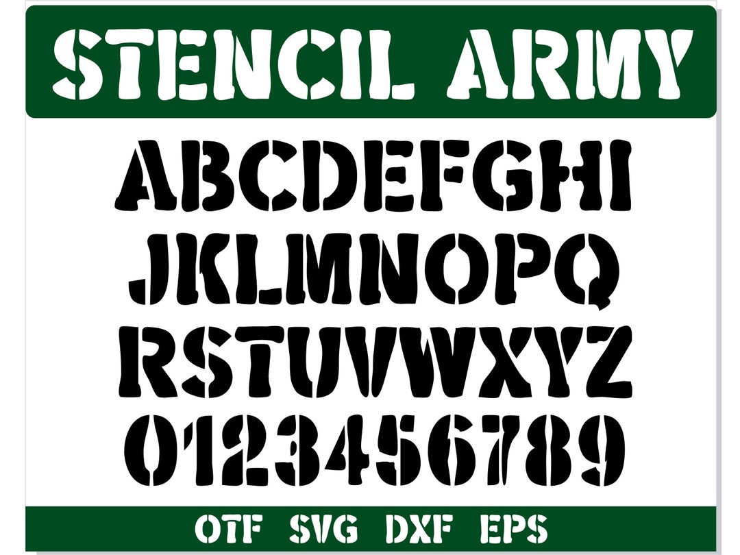 Army Stencil Font OTF, Stencil Font Svg Cricut, Stencil Military Font ...