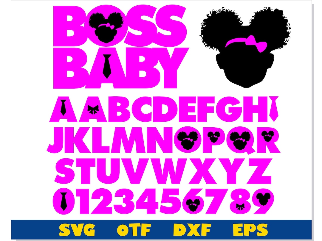 African American Boss Baby Girl Font SVG Layered | Boss Baby Girl Font ...