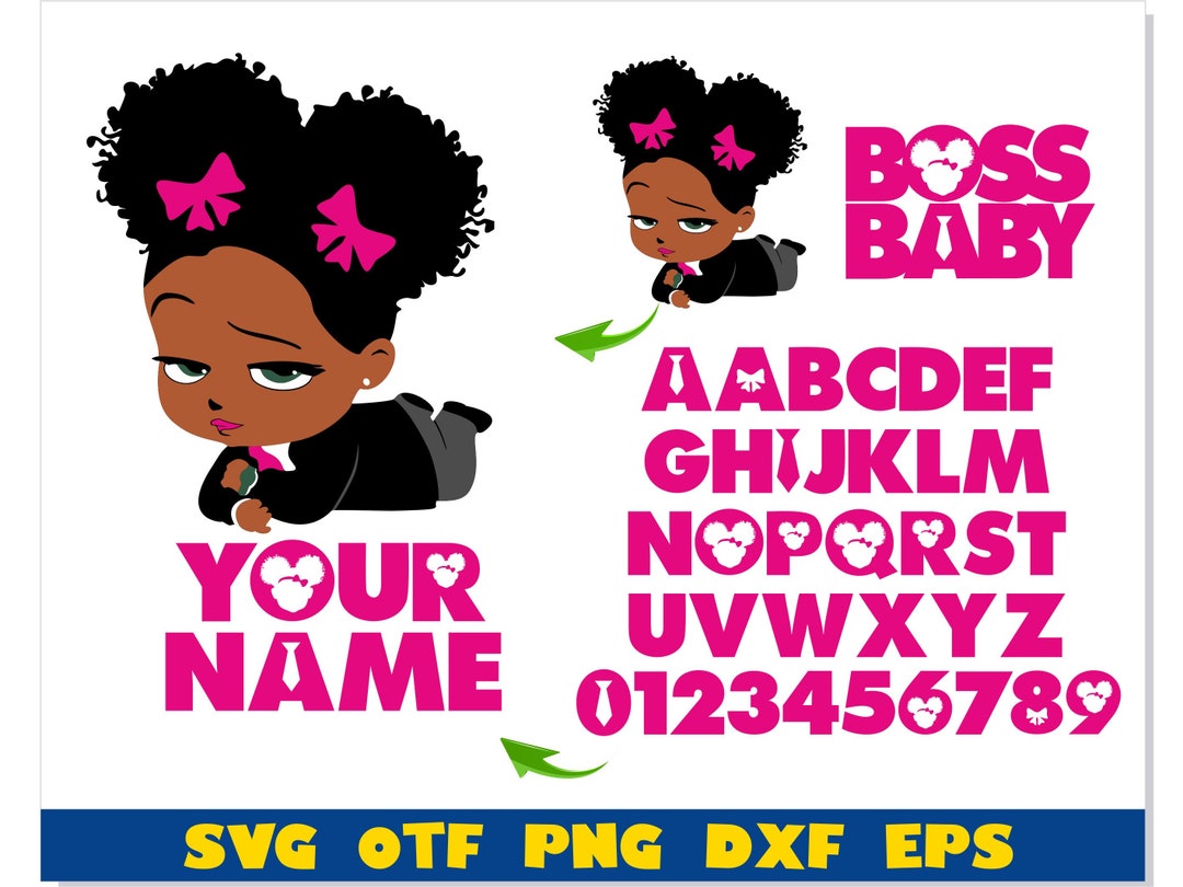 African American Boss Baby Girl + Boss Baby Girl Font + Logo | Boss ...