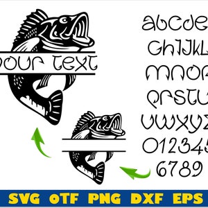 Bass Fish Monogram Fish Hook Font Bass Fish Svg, Fish Hook Fishing Font ...