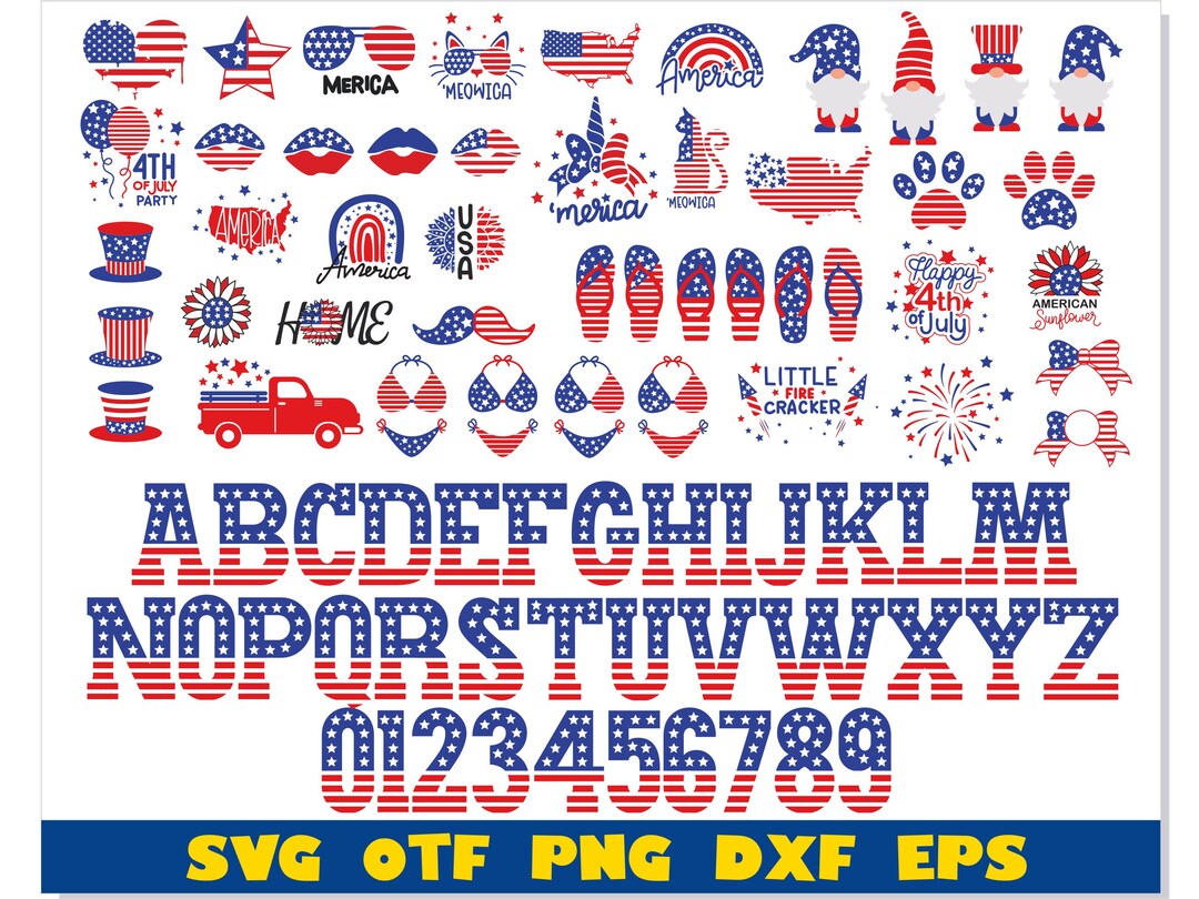 4th of July SVG Bundle, Patriotic Bundle Svg, USA Flag Font Svg ...