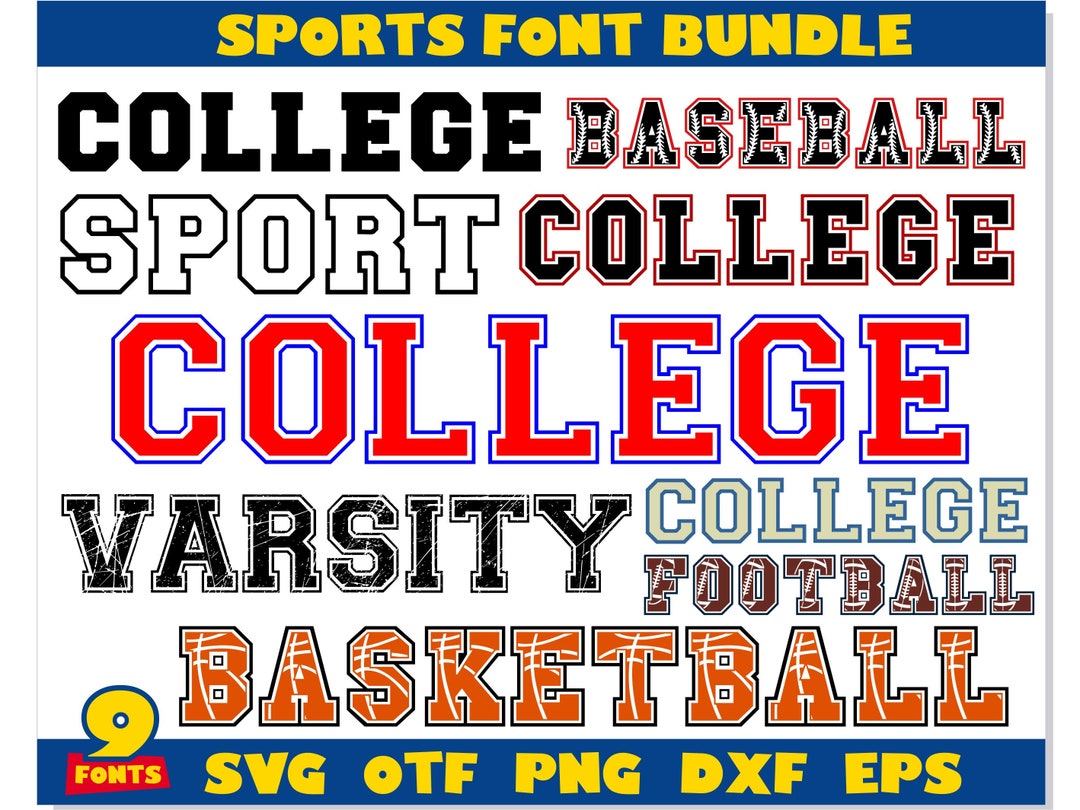 Sports Font Bundle College Font Svg, College Font Png, Football Font ...