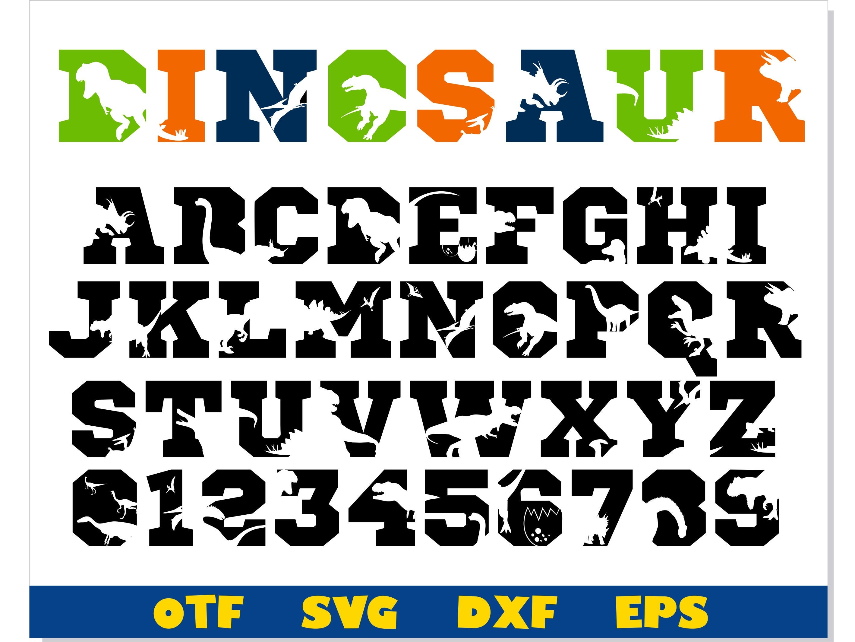 Dinosaur Bundle Dinosaur Font Svg Dinosaur Font Otf - Etsy