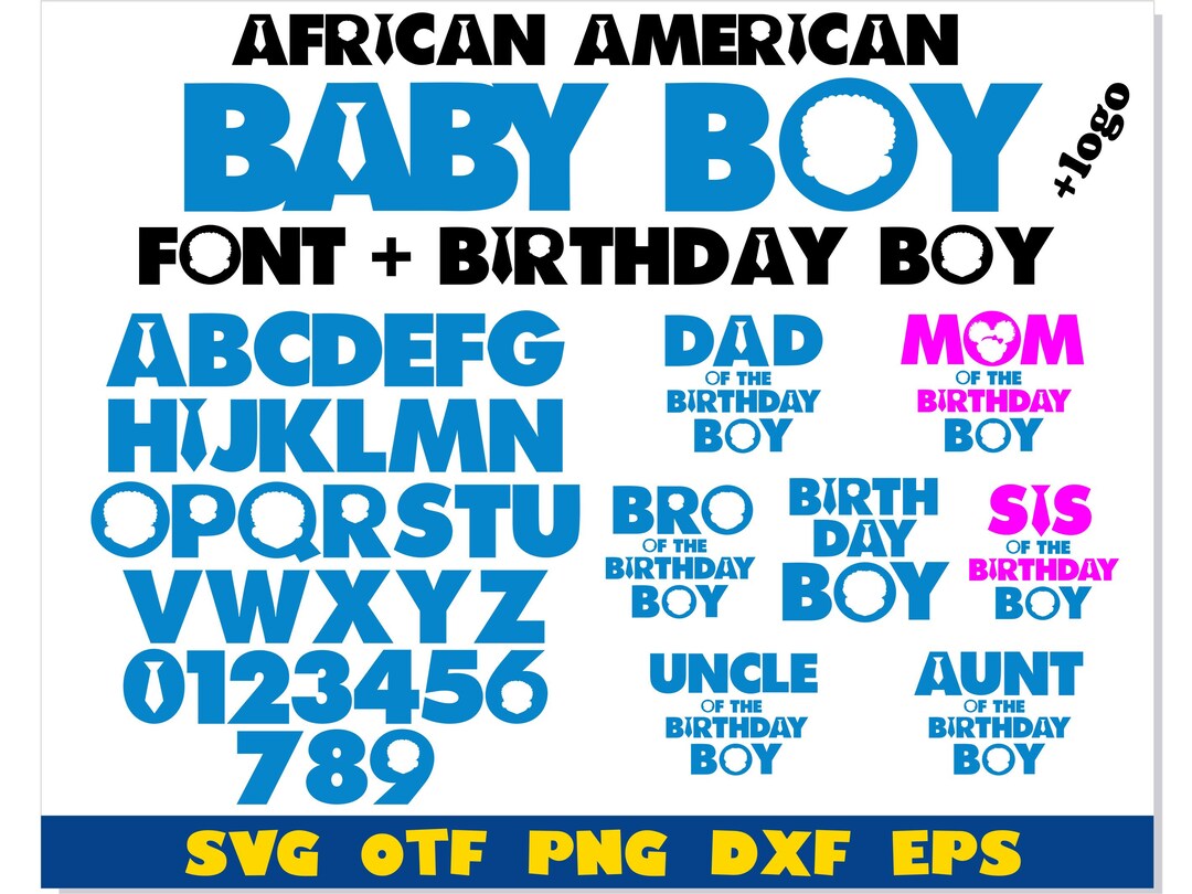 African American Boss Boy Bundle | Afro Boss Boy Font + Baby Boy ...