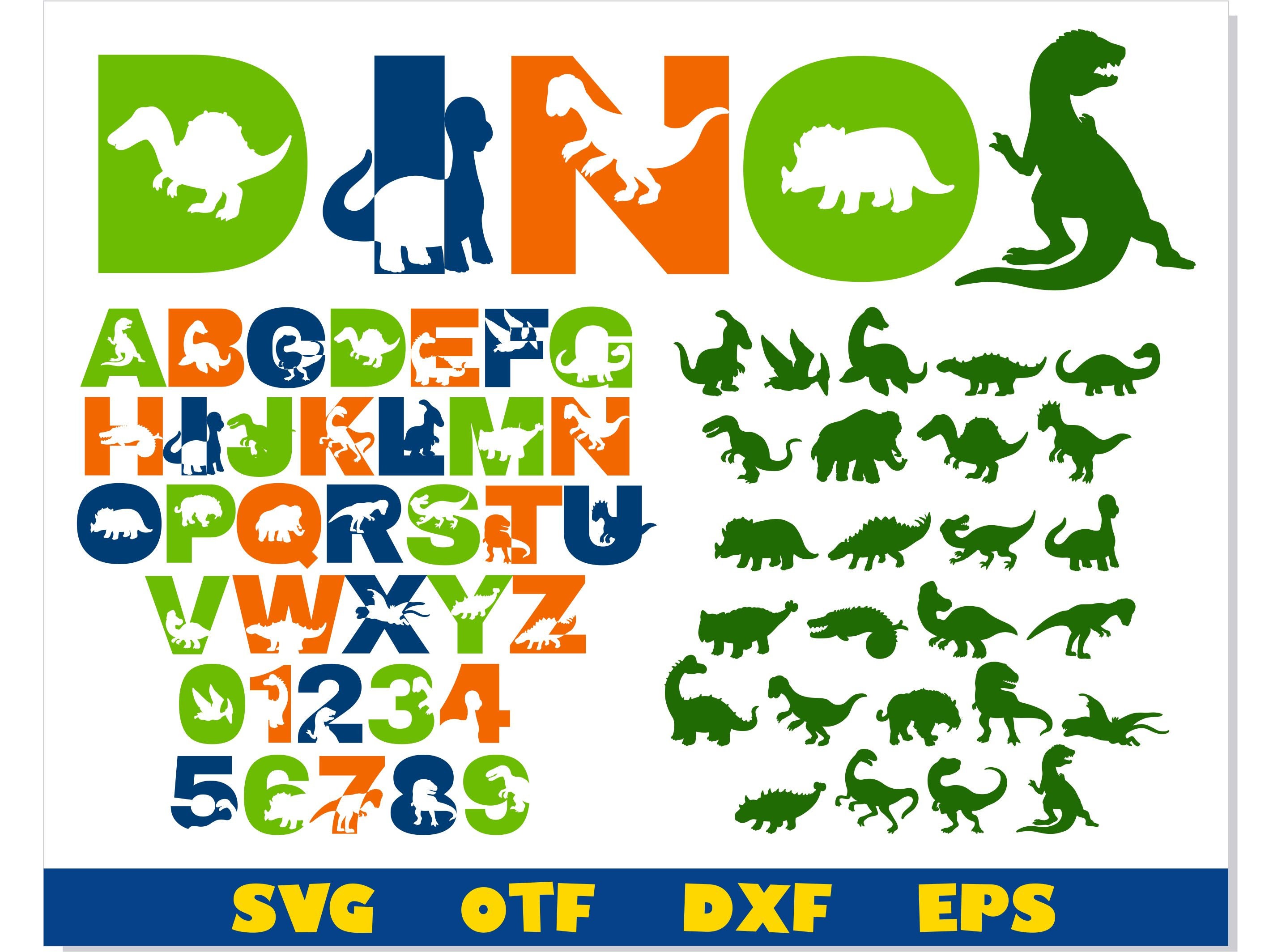 Dinosaur Bundle Dinosaur Font Svg Dinosaur Font Otf - Etsy