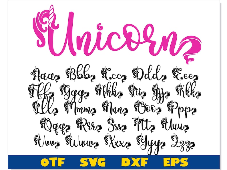 Unicorn Font Svg With Tails | Unicorn Font Otf, Unicorn Font Svg Cricut ...