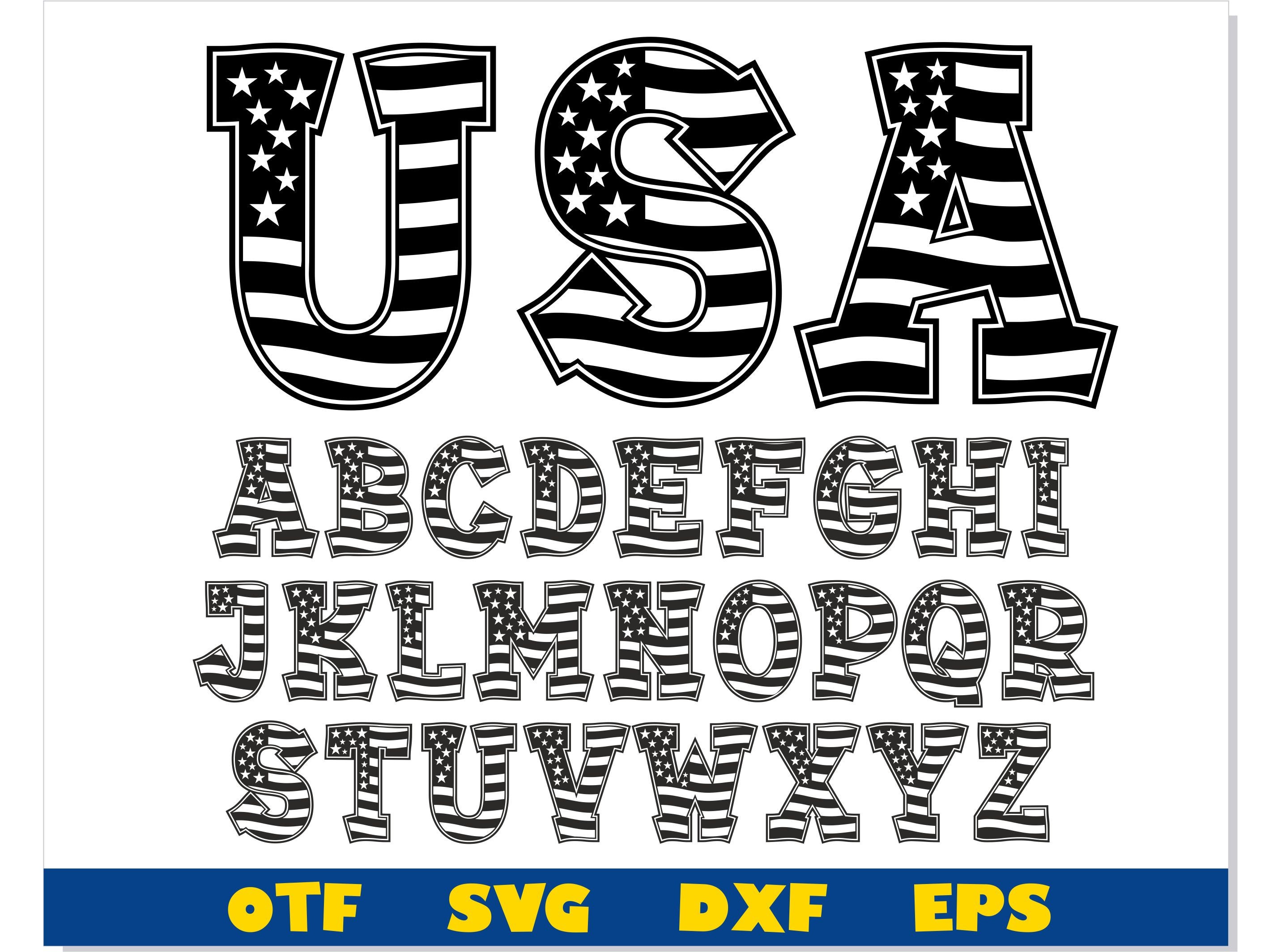 USA Flag Font Otf USA Flag Font Svg 4th of July Svg Cricut - Etsy