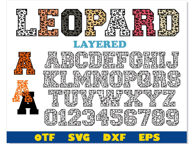 Leopard Font Otf Leopard Font Svg Layered Sport Font - Etsy