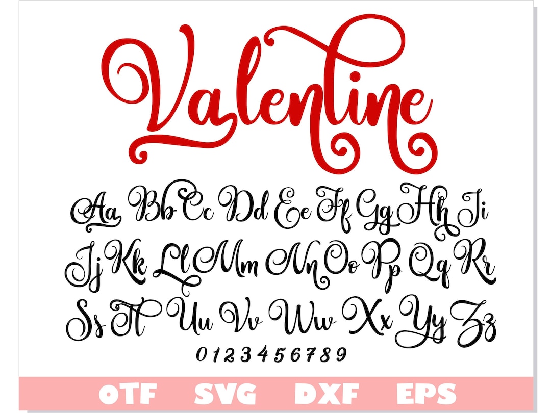 Valentine Font Svg With Tails Love Font Svg, Script Font, Wedding Font ...
