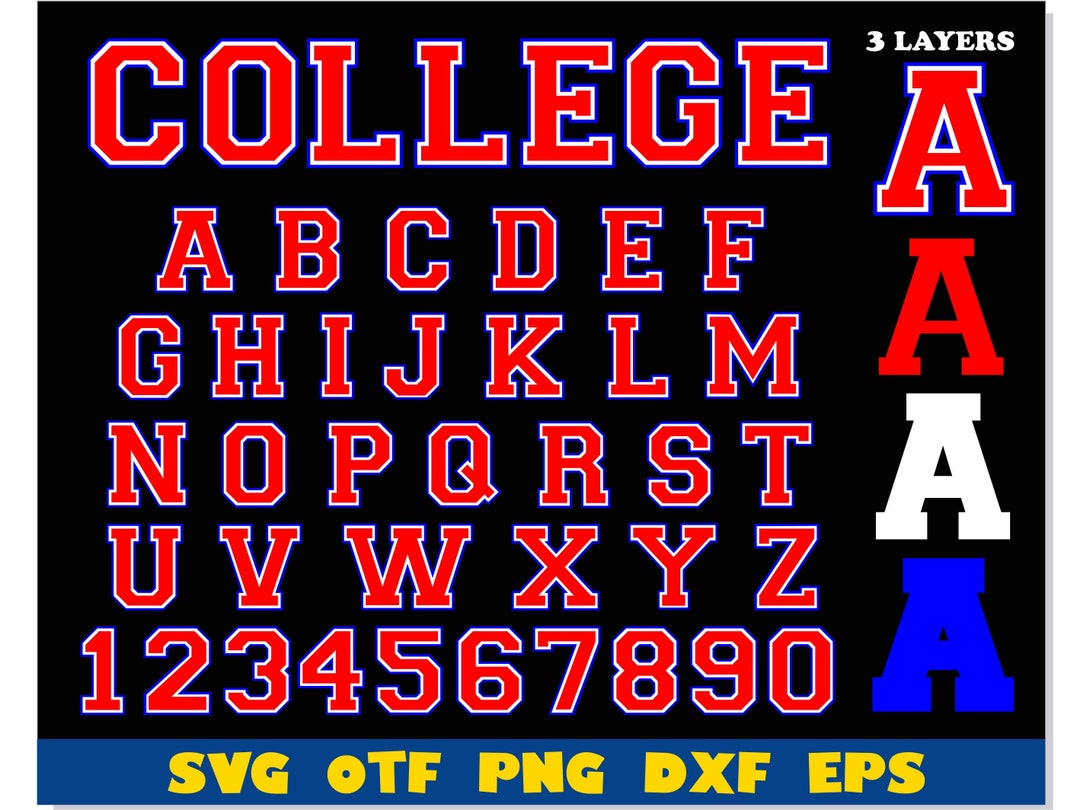 College Varsity Font SVG 3 Layers Cricut | College Font Otf, Sport Font ...