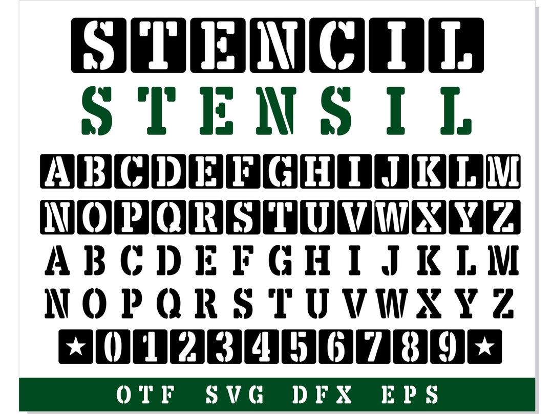 Stencil Font OTF, Stencil Font Svg Cricut, Military Font Svg, Army Font ...