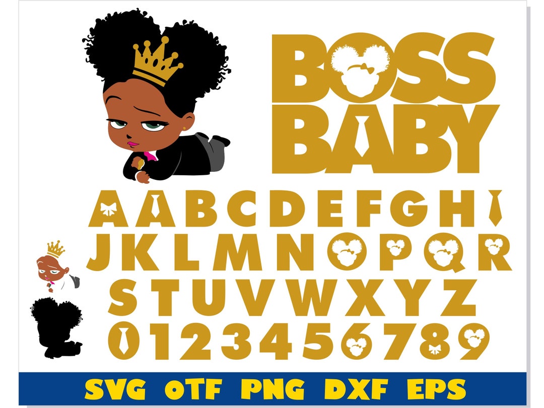 Princess African Boss Baby Girl + Golden Boss Baby Girl Font + Logo ...