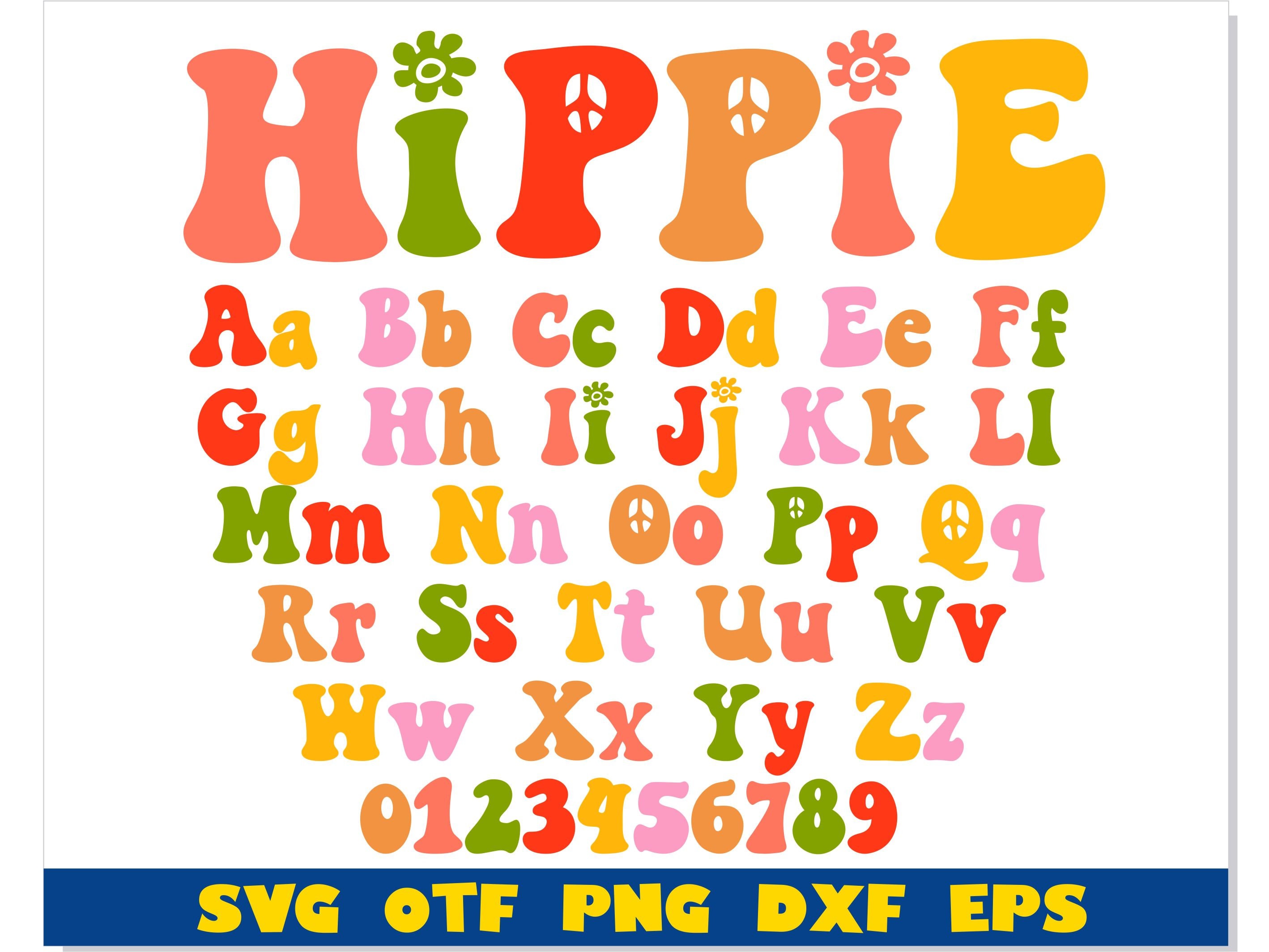 Hippie Font Svg, Hippie Font Otf, Hippie Letters Svg Cricut, Hippie Shirt Svg, Spring Font ...