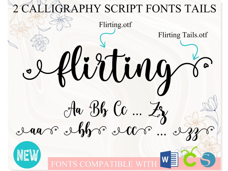 Flirting Font With Hearts Cursive Font Calligraphy Font - Etsy