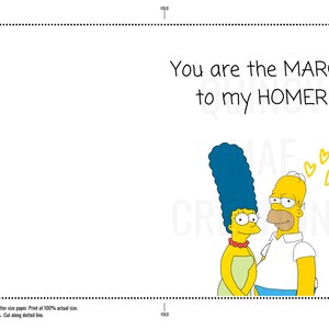 Marge and Homer Simpson Love Card, TV Show Valentines Day Card, DIGITAL ...