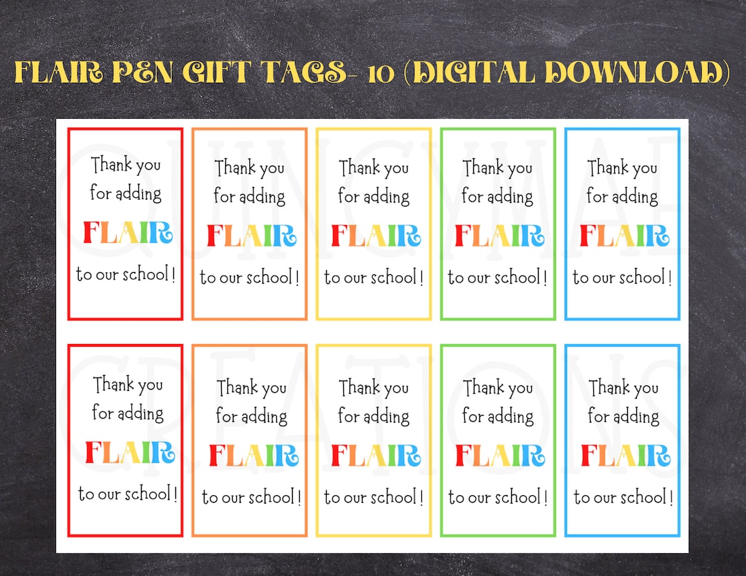 PRINTABLE Flair Pen Gift Tag Teacher Appreciation Note - Etsy