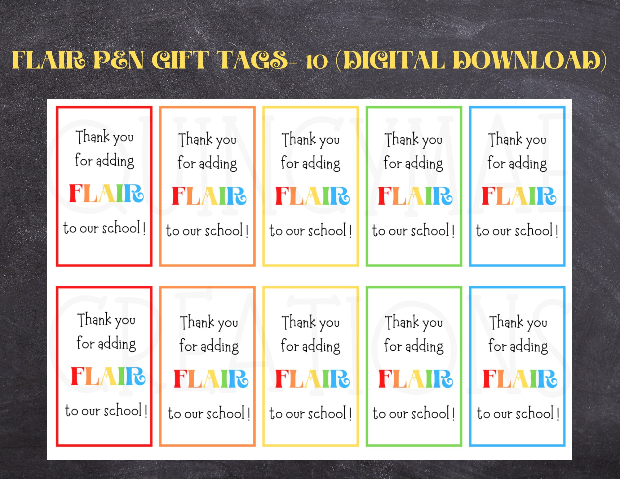 PRINTABLE Flair Pen Gift Tag Teacher Appreciation Note - Etsy