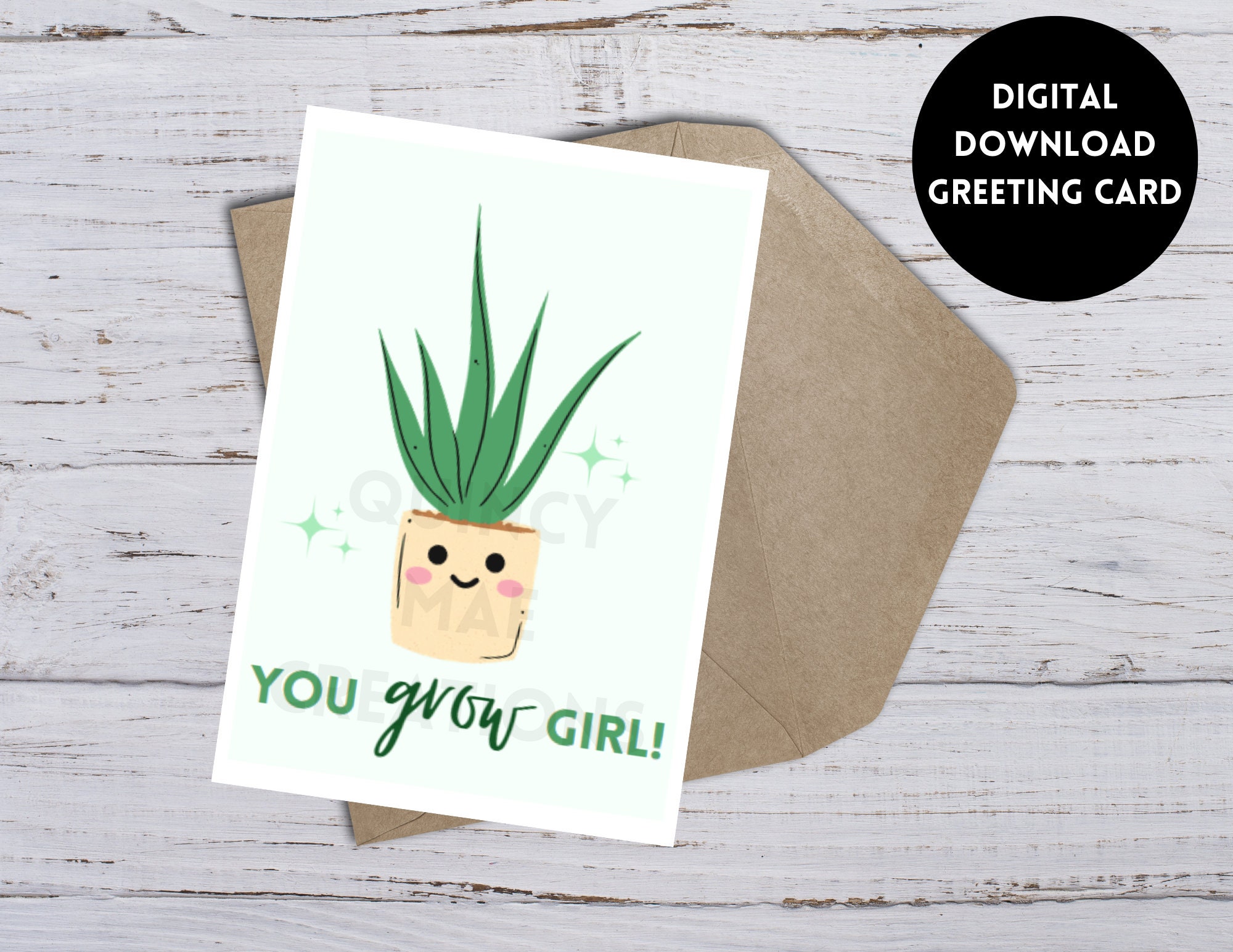 PRINTABLE You Grow Girl Congratulations Card, Instant Download, Plant ...