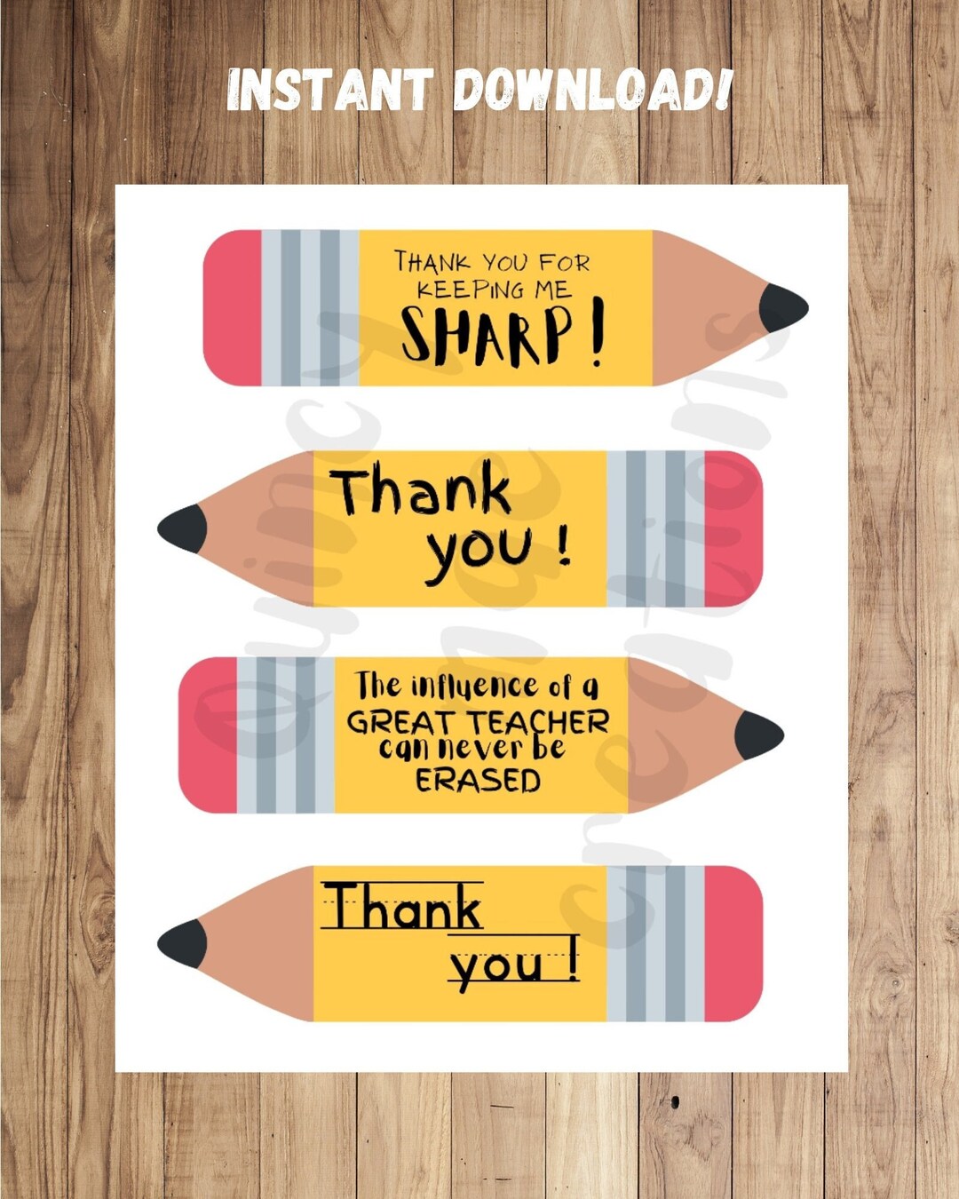 Pencil Teacher Gift Tag Printable Teacher Gift Tag Teacher - Etsy