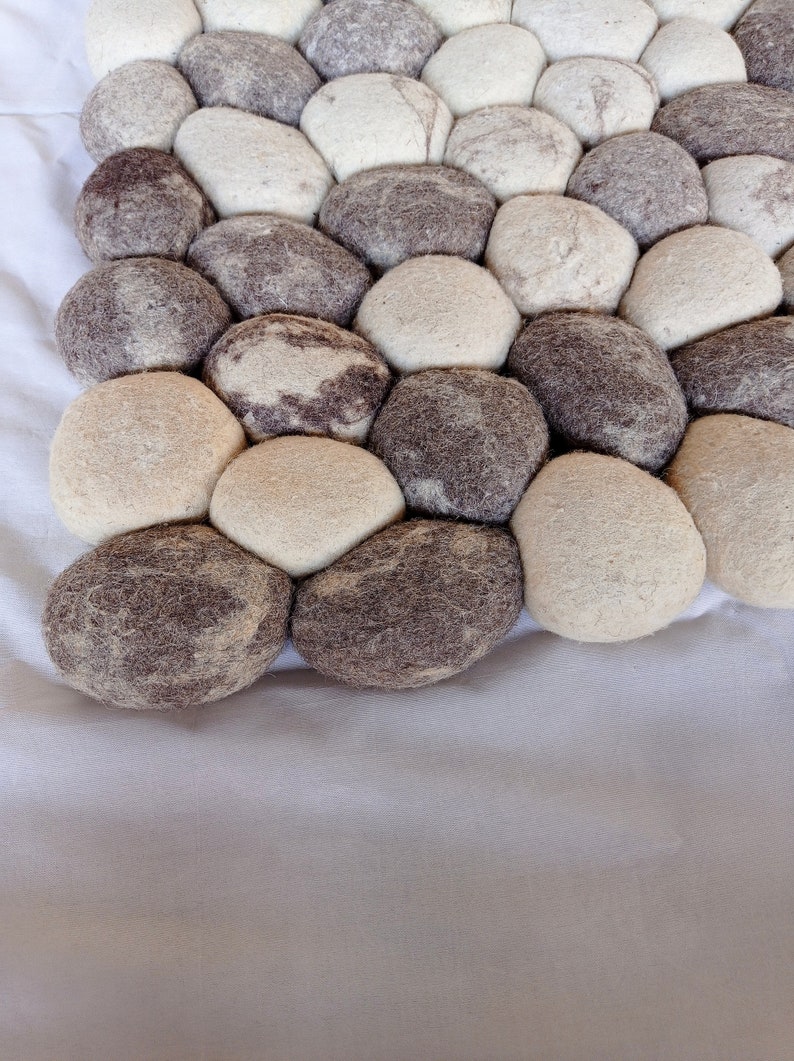 WOOLTEX Handmade 100% Wool Felt Rectangle Pebble Rug Perfect for Living ...
