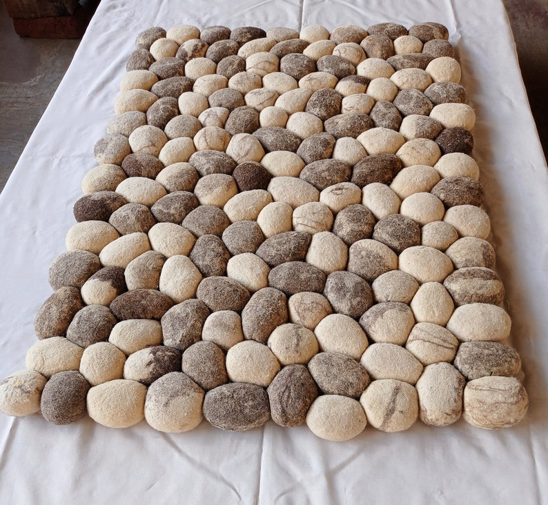 WOOLTEX Handmade 100% Wool Felt Rectangle Pebble Rug Perfect - Etsy