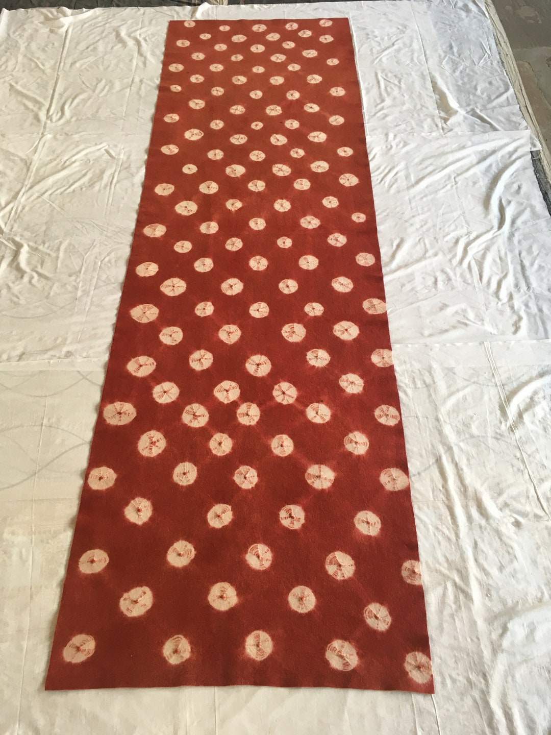 WOOLTEX Handmade 100% Wool Felt Fabric Shibori Dyed Rust Brown on White ...