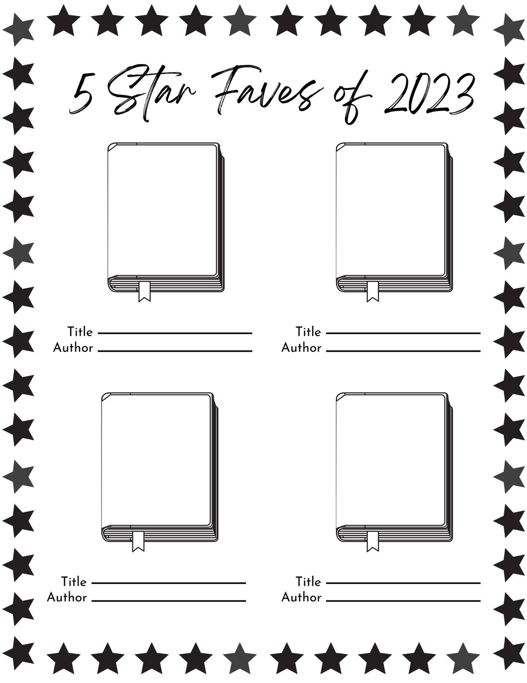 Five Star Faves Book Tracker Bullet Journal Digital Download - Etsy