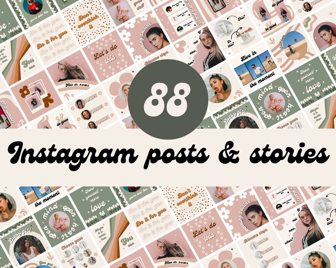 Retro Instagram Templates, Colorful Funky Instagram Templates, Bright ...