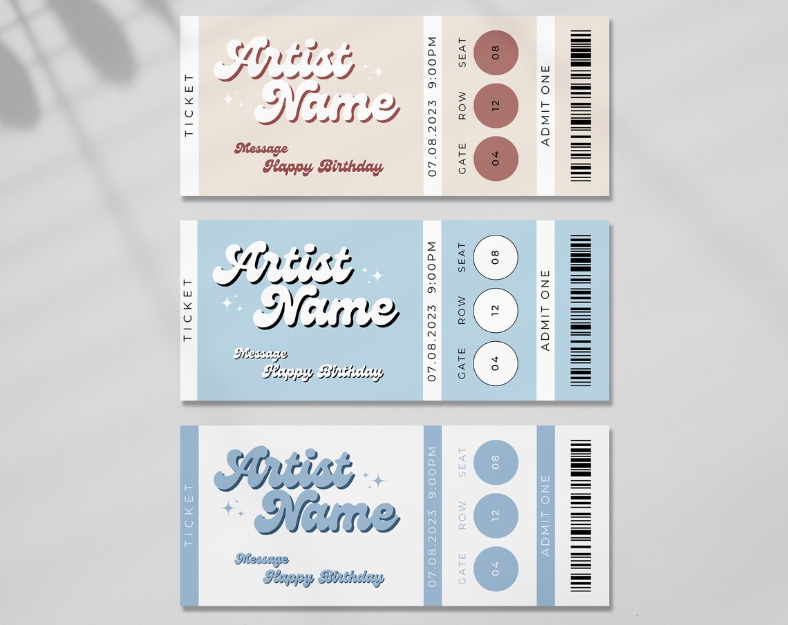 Concert Ticket Template, Editable Concert Ticket Template, Custom ...