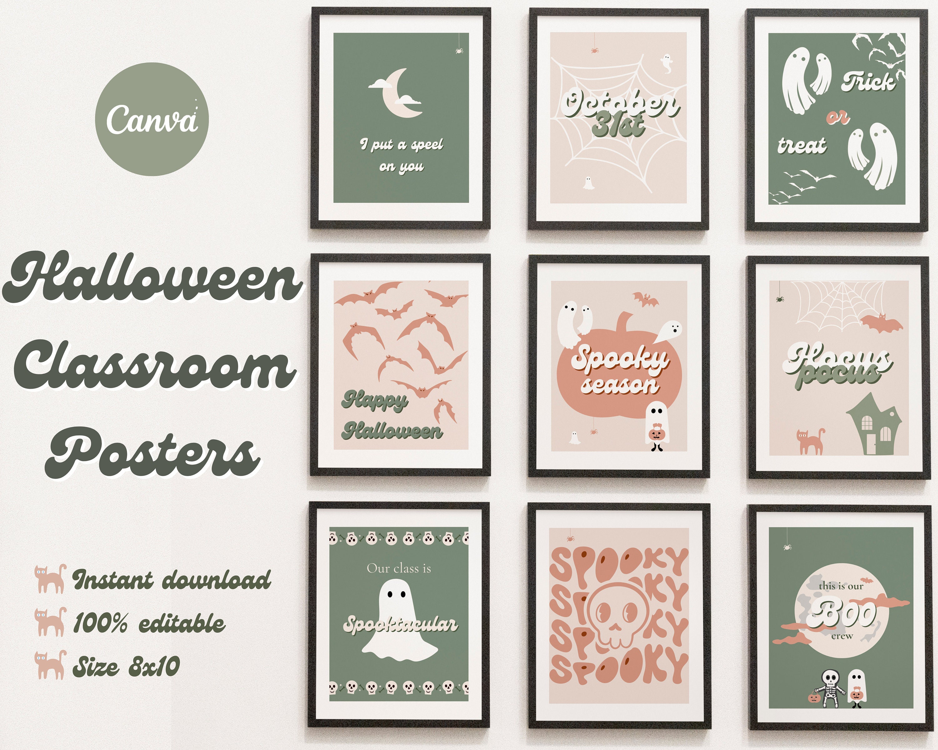 Halloween Classroom Editable Posters 8x10, 9 Halloween Classroom ...