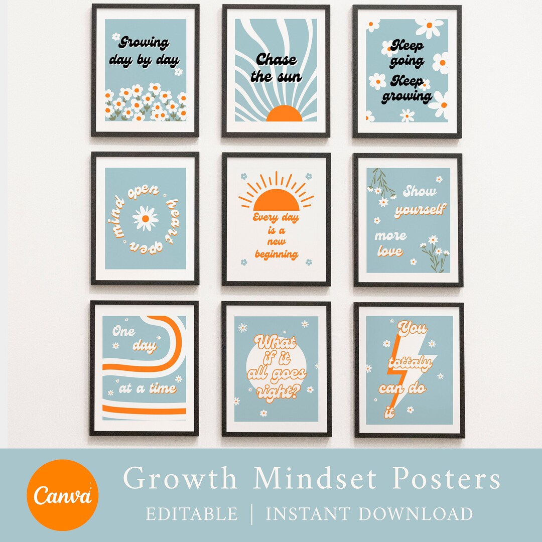 Growth Mindset Classroom Posters, 9 Classroom Printable Posters ...