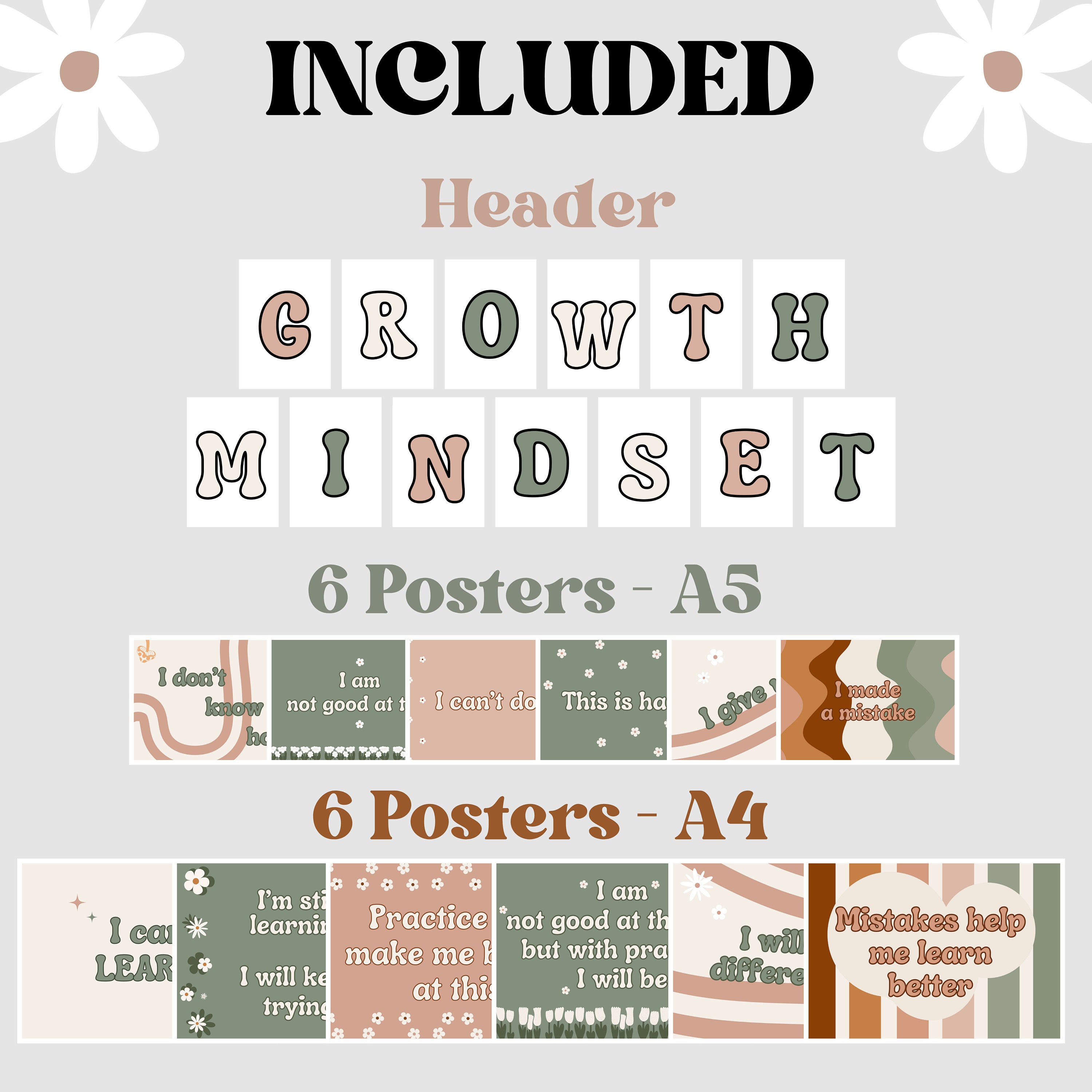 Growth Mindset Bulletin Board Kit | Boho Classroom Display ...
