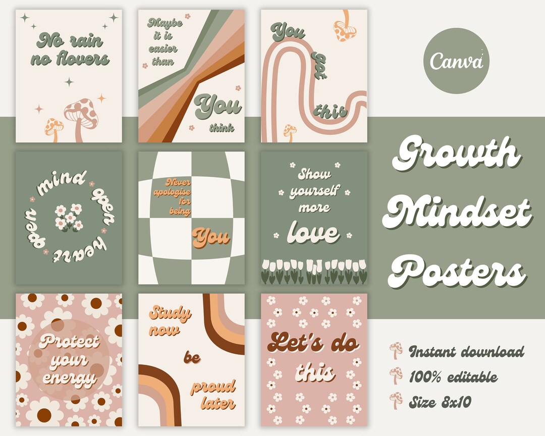 Growth Mindset Classroom Editable Posters, 9 Classroom Printable ...