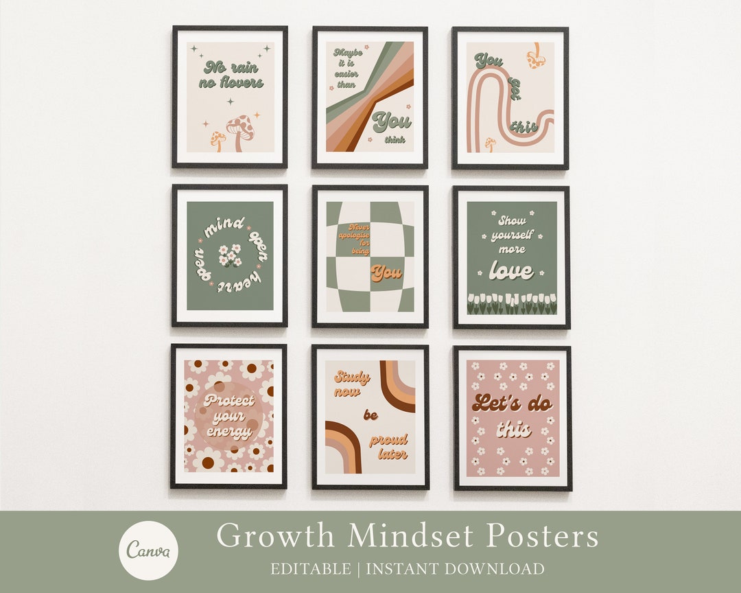 Growth Mindset Classroom Editable Posters, 9 Classroom Printable ...