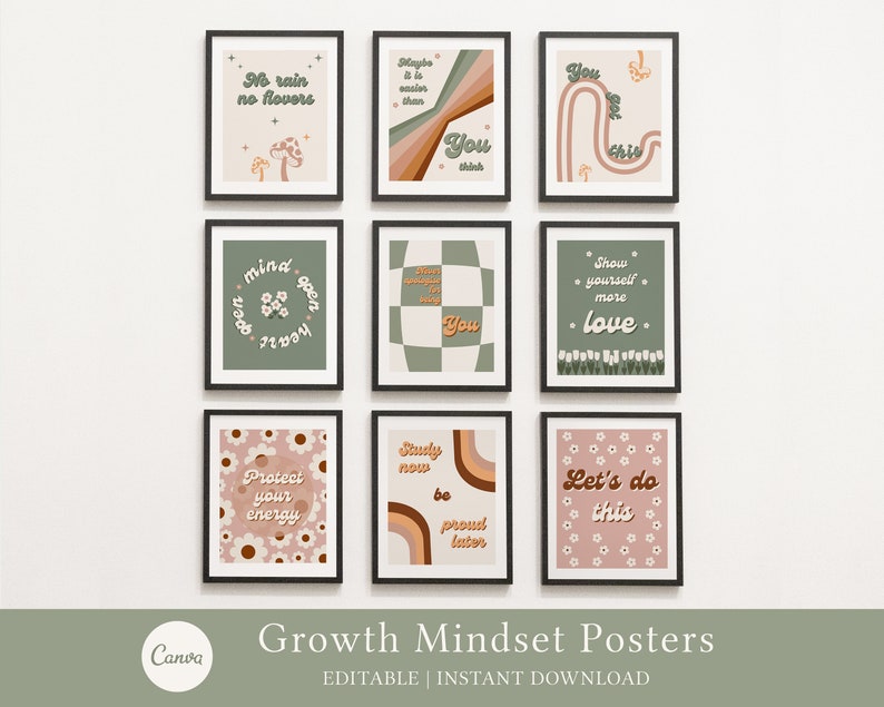 Growth Mindset Classroom Editable Posters, 9 Classroom Printable ...