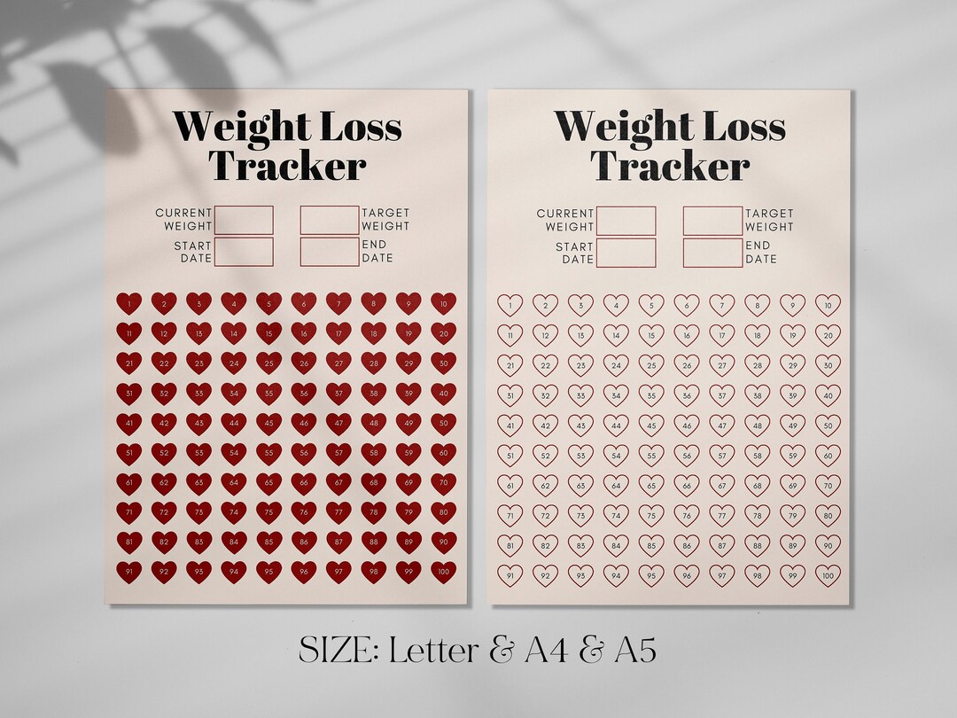 Weight Loss Tracker Printable, Weightloss Journal, Weight Loss ...