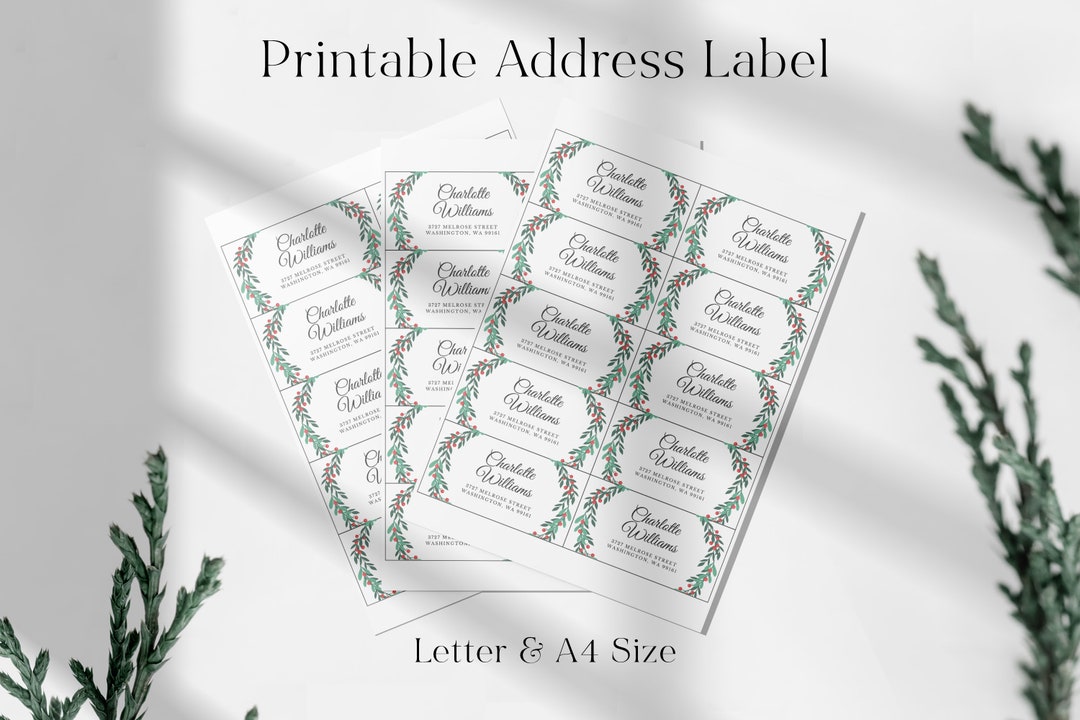 Christmas Address Labels Template, Winter Address Label Template ...