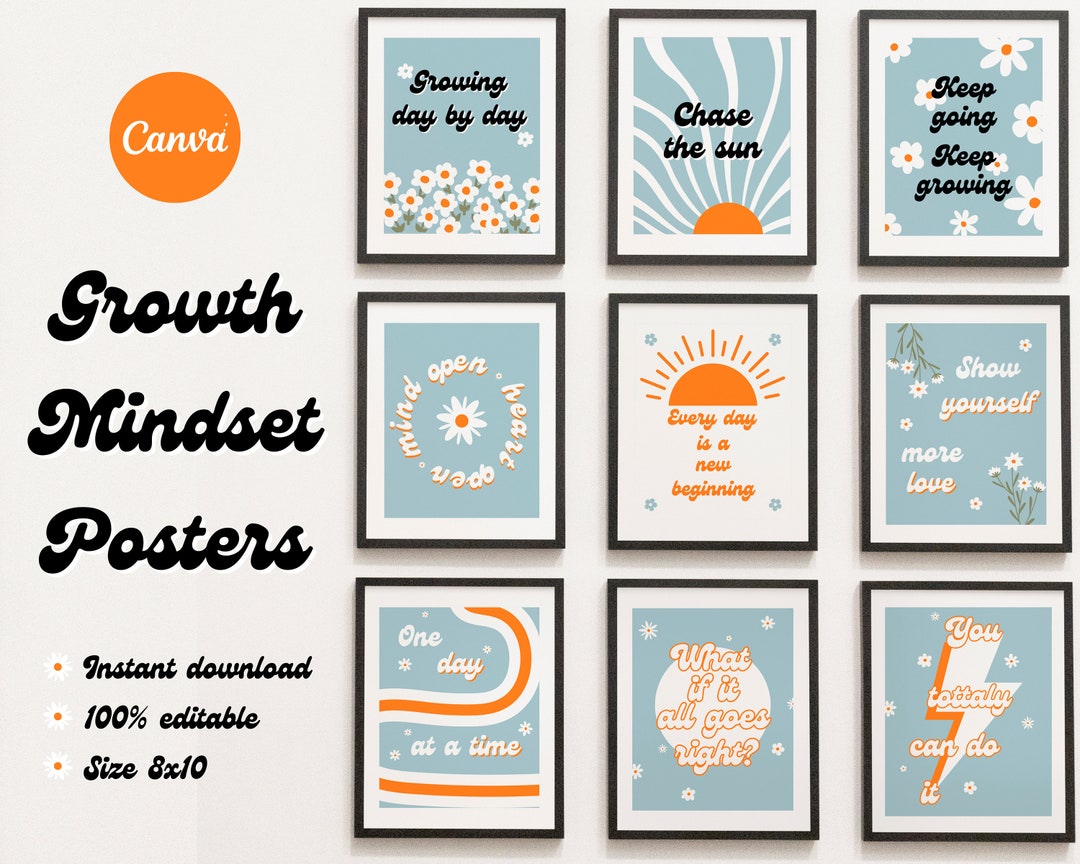 Growth Mindset Classroom Editable Posters, 9 Classroom Printable ...