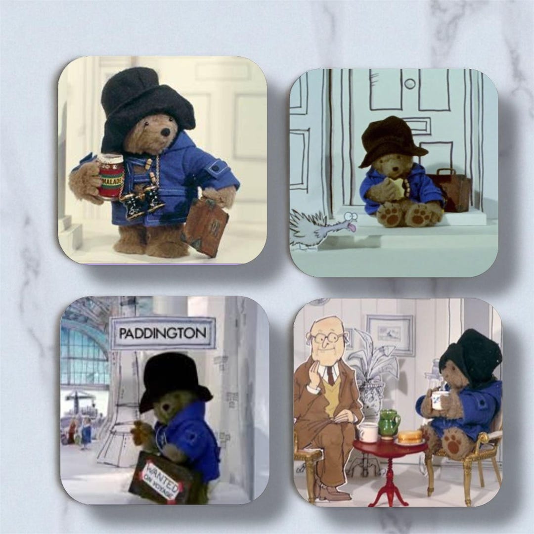 Set of 4 Paddington Bear Coasters, Vintage Characters|paddington Bear ...