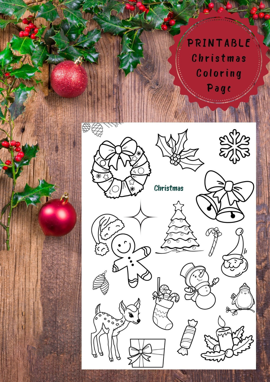 Christmas Coloring Page PRINTABLE Kids Coloring Page Winter Theme ...