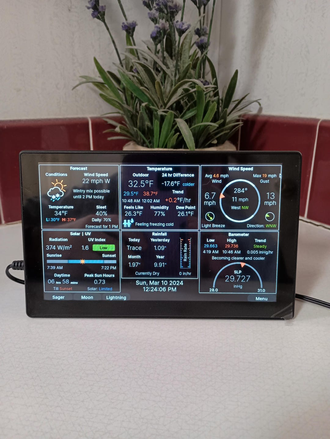 8" Weather Display Console Color Touchscreen for Weatherflow Tempest - Etsy