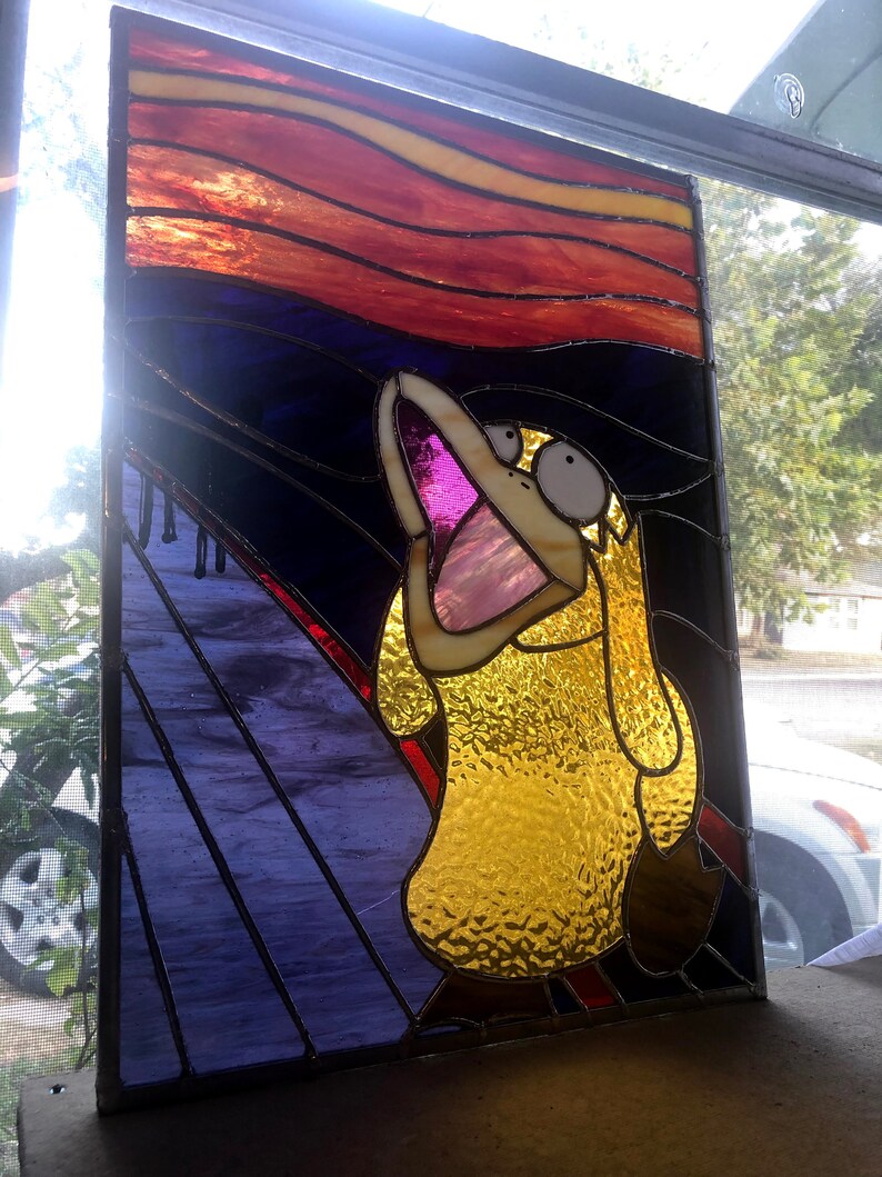 Psyduck Scream Stained Glass Panel - Etsy