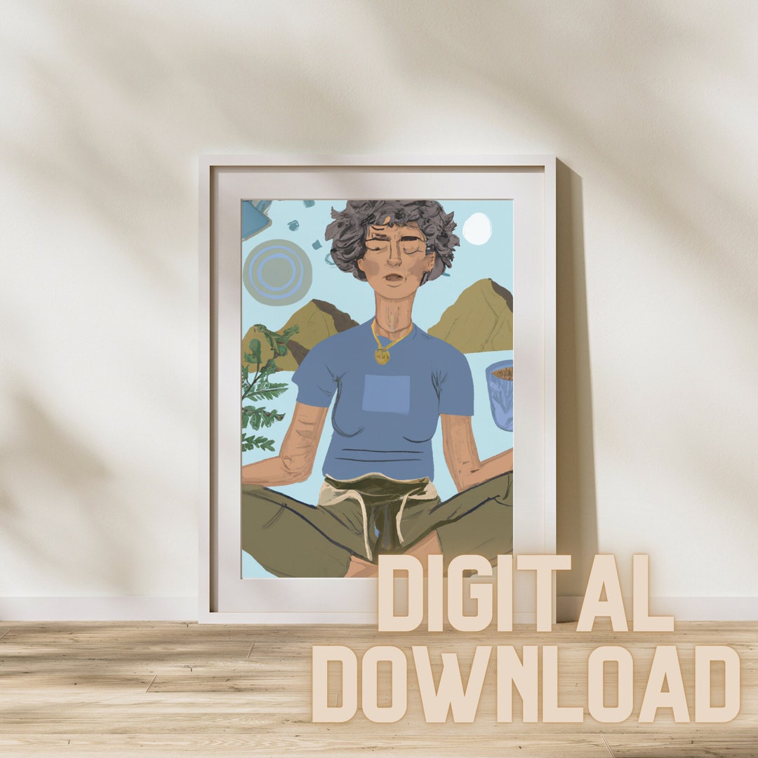 Yoga in Nature Printable Poster Hiking Meditation Curly - Etsy